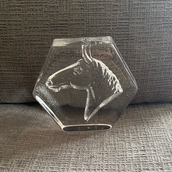 Vintage | Accents | Vintage Lead Crystal Glass Etched Horse Head ...